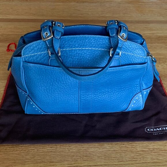 Coach | Bags | Coach Hampton Light Blue Pebbled Leather Bag 53 | Poshmark